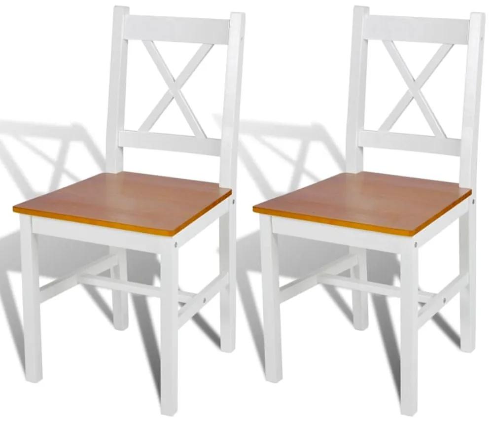 Petromila Jídelní židle 2 ks bílé borové dřevo
