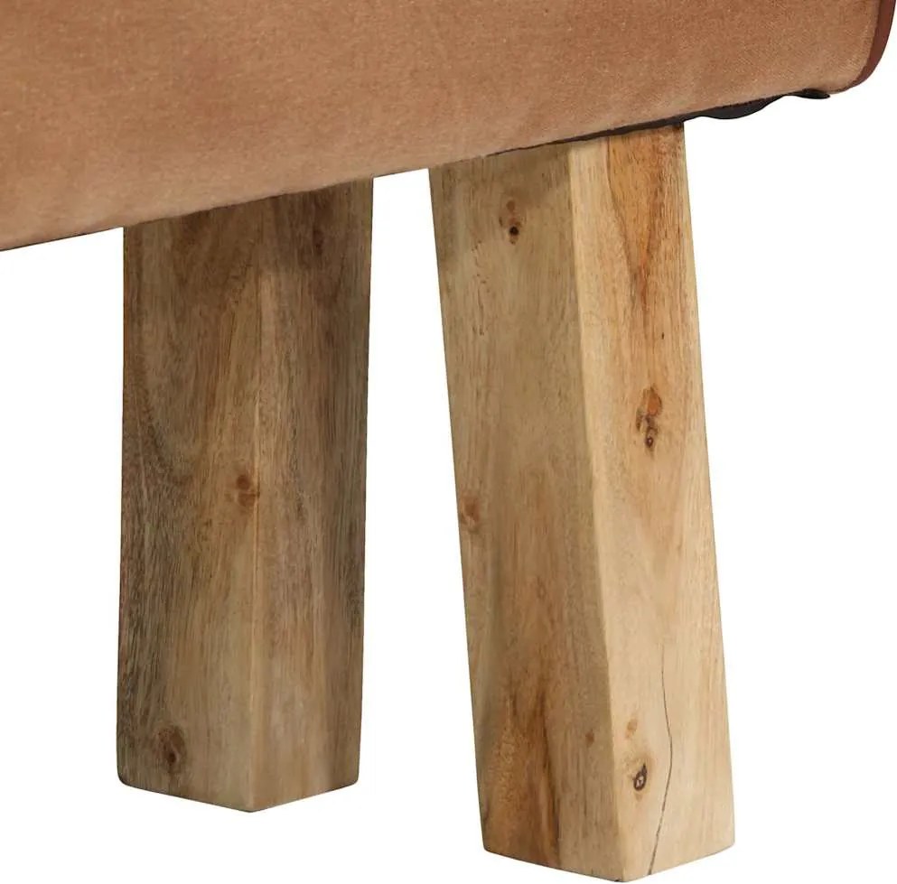Lavice gymnastický kůň 160 cm hnědá pravá kůže a mangovník 320608