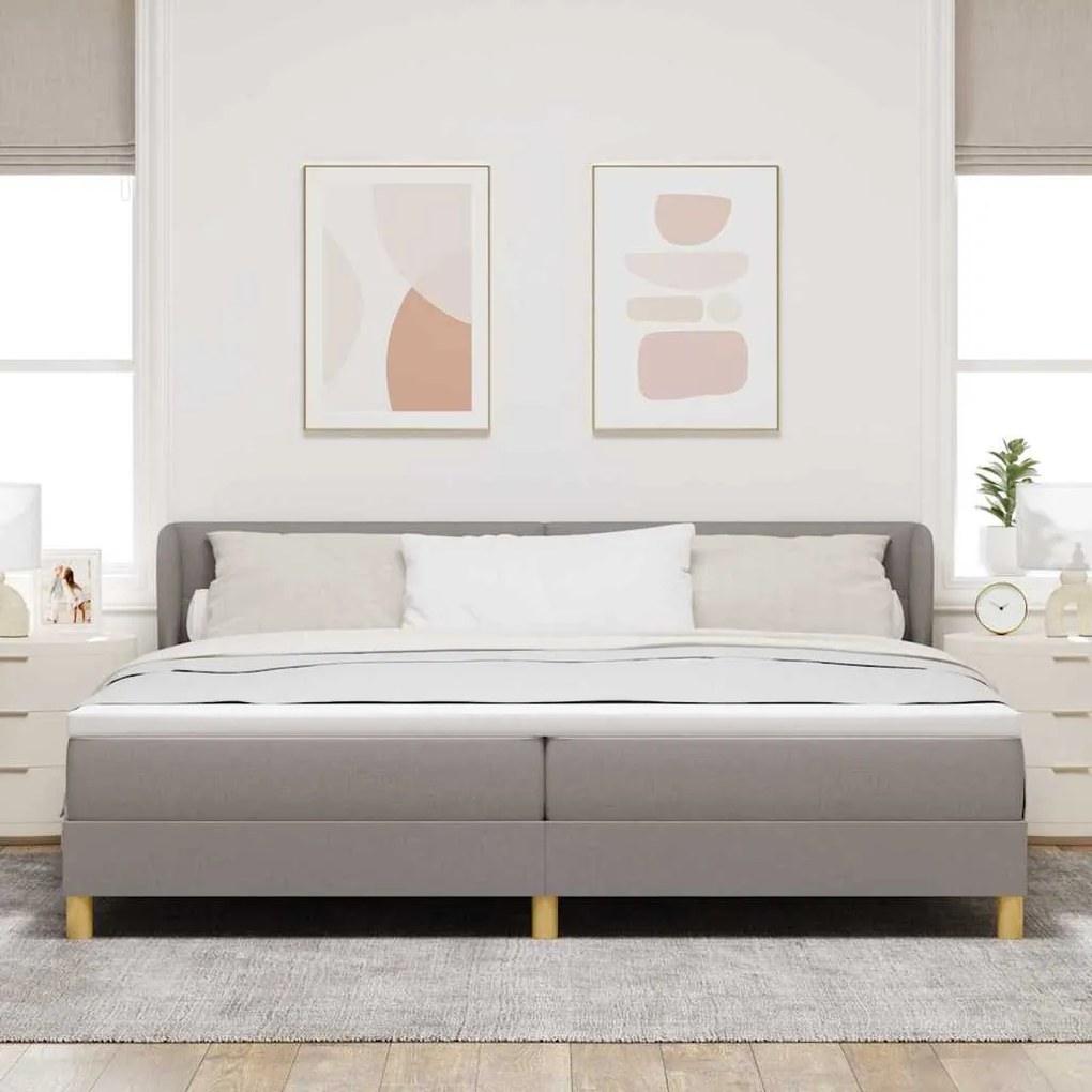 Postel s boxspringem s čelo Taupe 200 x 200 cm textil 3340238