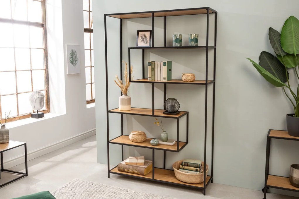 Invicta Kovová knihovna SLIM LINE 185x115 dub cm 42024