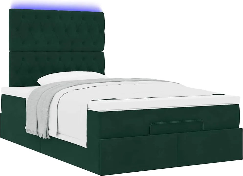 Osmanský rám postele s matracemi tmavě zelená 120x200cm samet 3314387