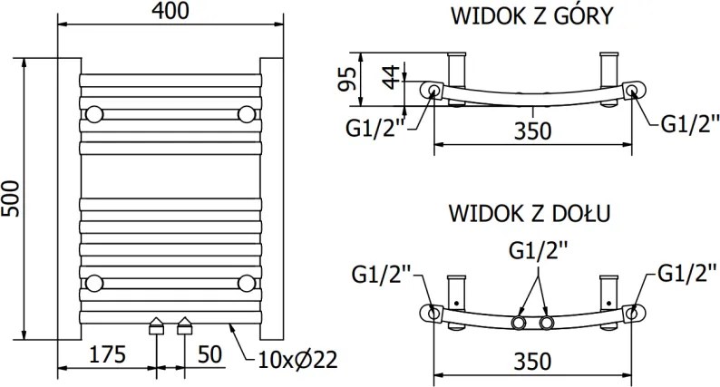Mexen Ares, topné těleso 500x400 mm, 141 W, chromová, W102-0500-400-00-01