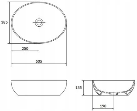 Cersanit Larga, umyvadlo na desku 50x38 cm, bílá lesklá, K677-002
