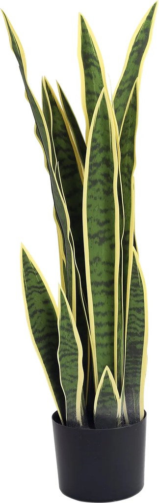 Umělá Sansevierie v květináči Outsunny, rostlina do interiéru i exteriéru s 21 listy (Ø15cm x 77cm) | Aosom