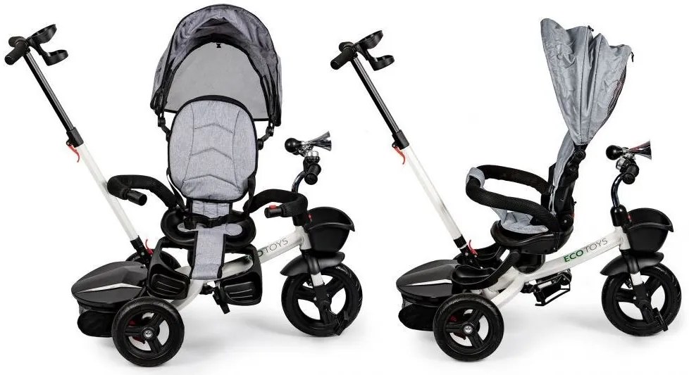 ECOTOYS Dětská tříkolka s rotačním sedadlem Kids Grey