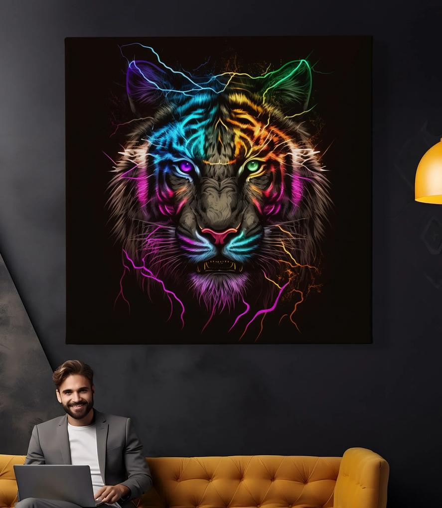 Obraz na plátně - Zářící Tygr FeelHappy.cz Velikost obrazu: 120 x 120 cm