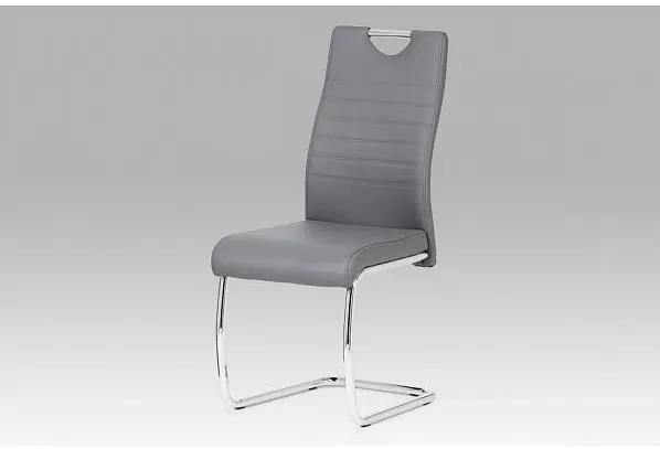 Artium  Jídelní židle koženka šedá / chrom