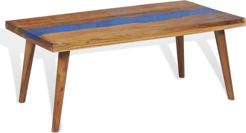 Konferenční stolek, teak a pryskyřice, 100x50x40 cm 245067