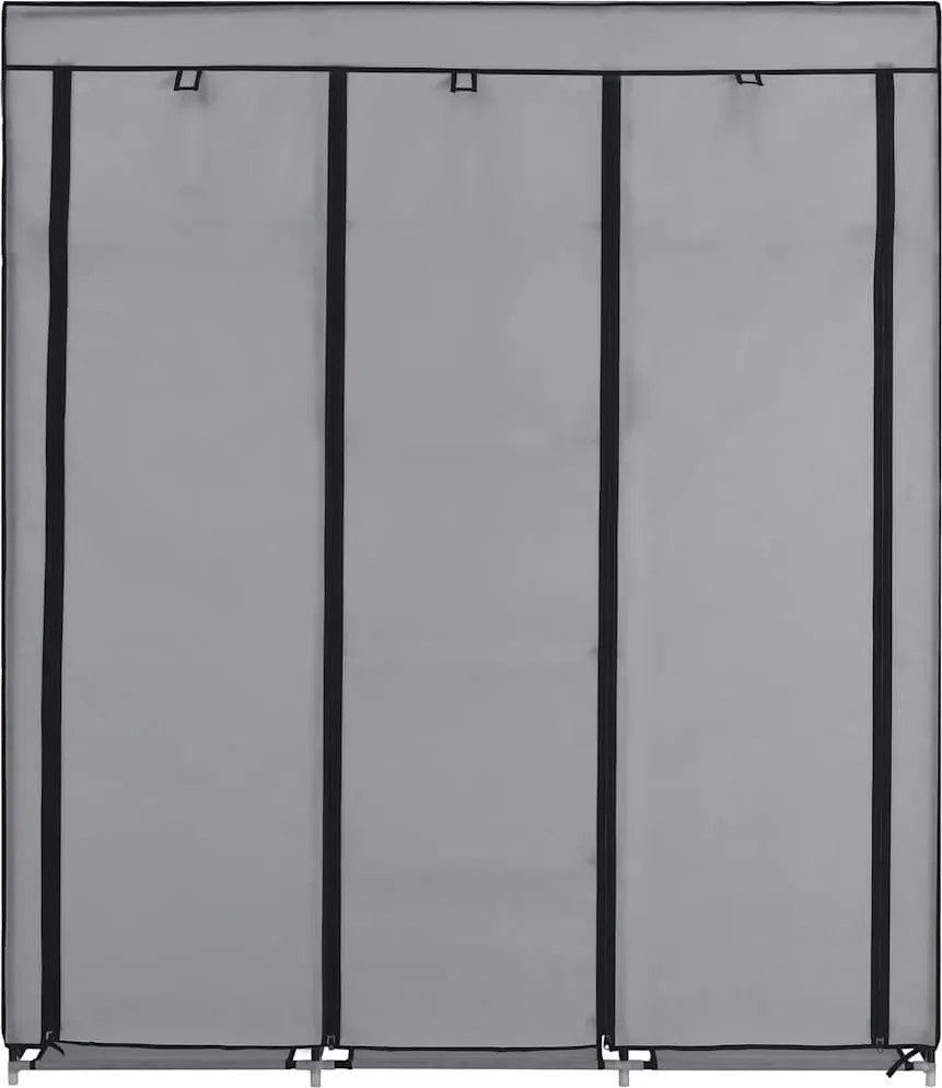 Šatní skříň s přihrádkami a tyčemi šedá 150x45x175 cm textil 282456