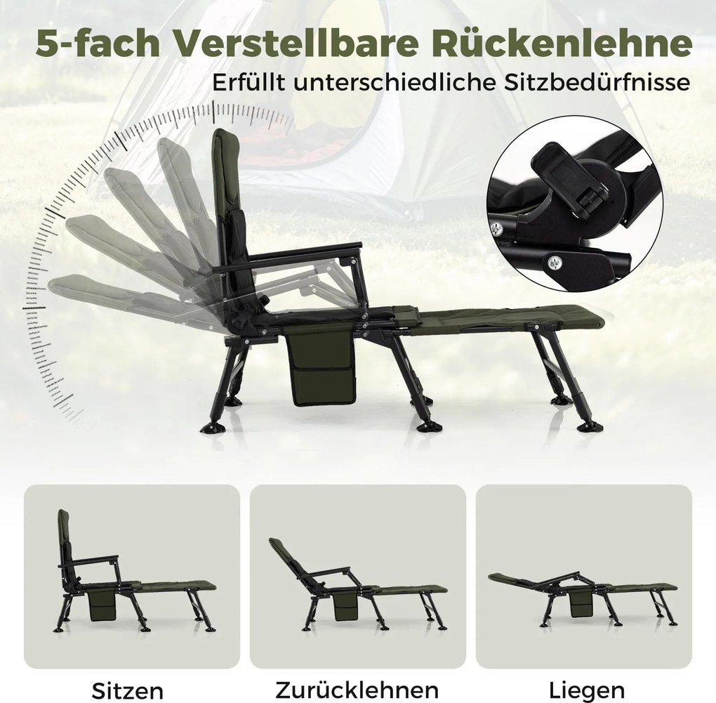 Costway Velké rybářské křeslo Skládací kempingové křeslo Heavy Duty