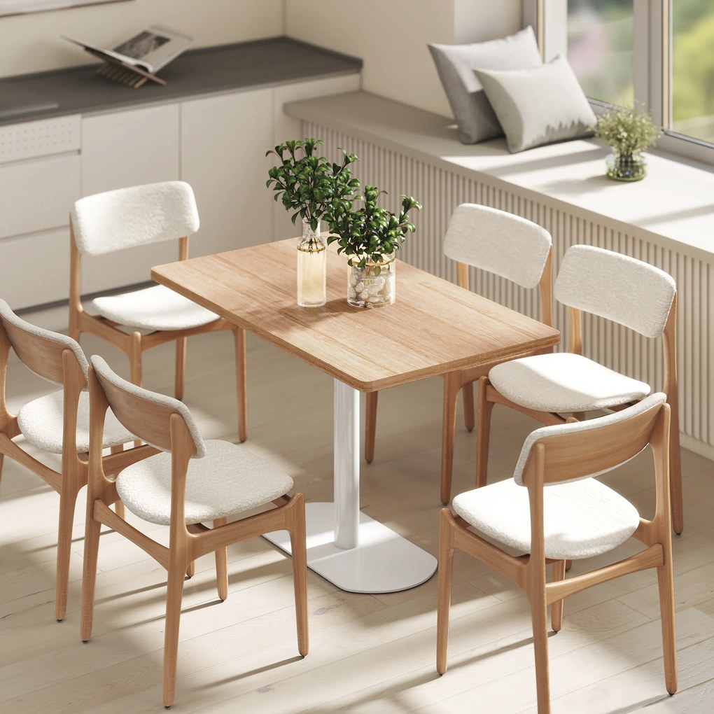 HOMCOM obdélníkový jídelní stůl pro 6 osob, 120 x 70 x 75 cm, kuchyňský stůl s podstavcem a tlustou deskou, dub bílý