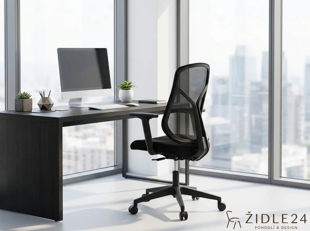 Ergonomická kancelářská židle NOMI - černá síťovina