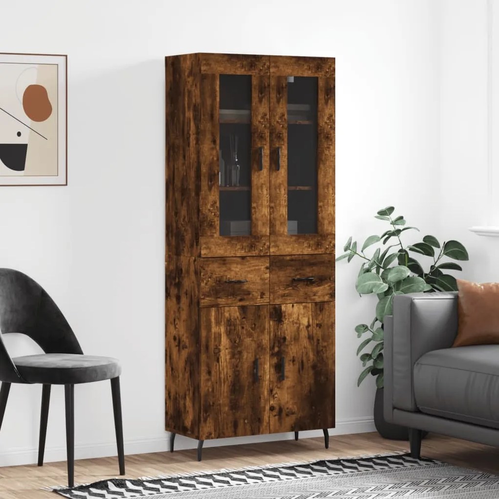 Skříň highboard kouřový dub 69,5 x 34 x 180 cm kompozitní dřevo 3198550