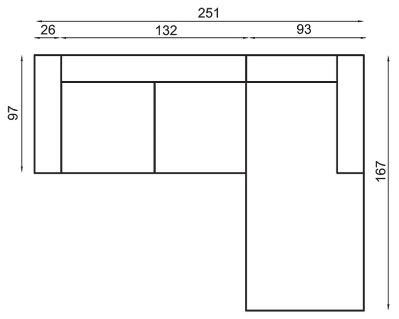 Sedací souprava VENTO | 251x167 | HOVĚZÍ KŮŽE | s úložným pr. a rozkladem | VÝPRODEJ Z PRODEJNY