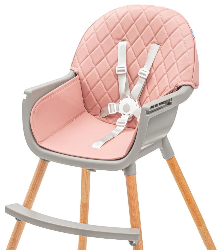 BABY MIX Jídelní židlička Baby Mix Freja wooden dusty pink