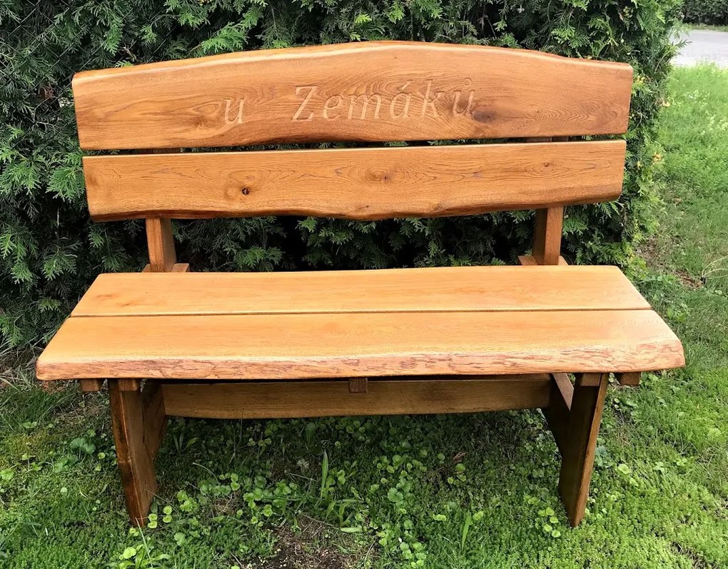 KULHÁNEK Zahradní lavice s vyfrézovaným jménem Délka: 150 cm, Odstín nátěru: olej - bahenní dub