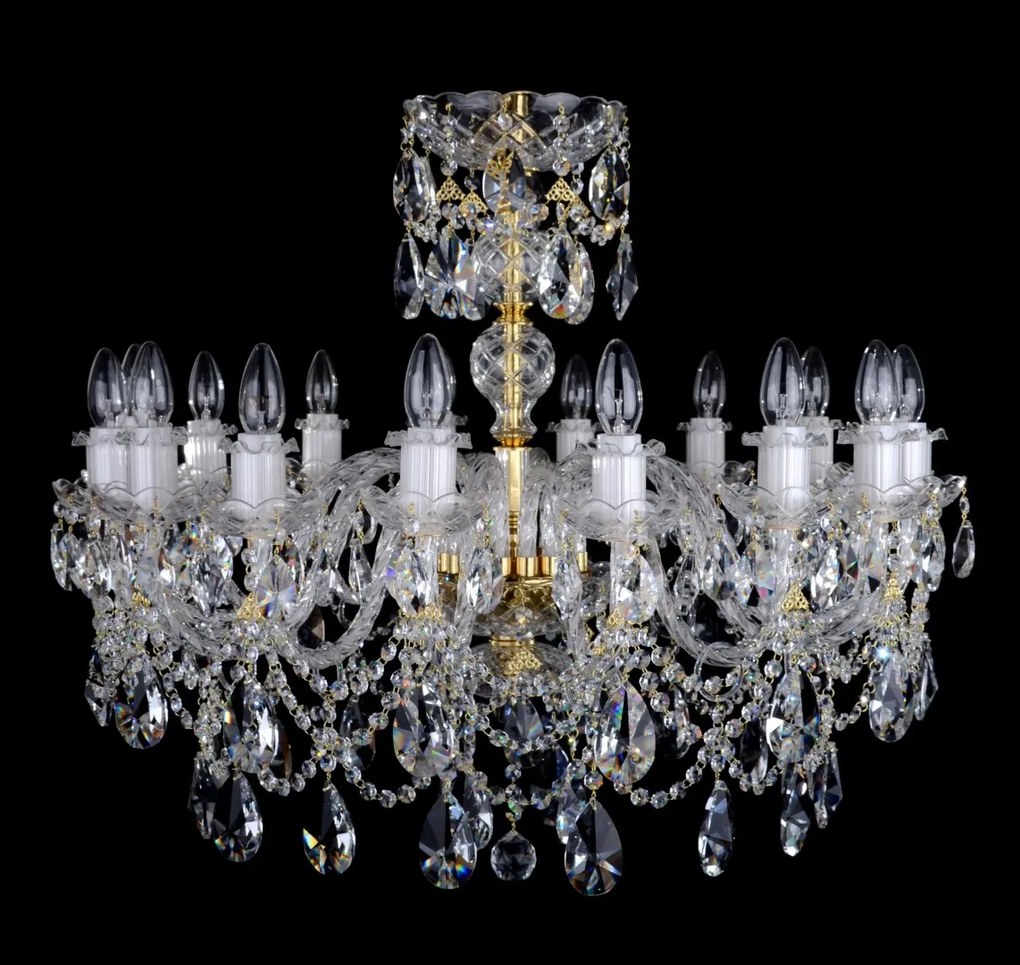 16 Arms luxury Crystal chandelier with twisted glass arms &amp; Cut almonds