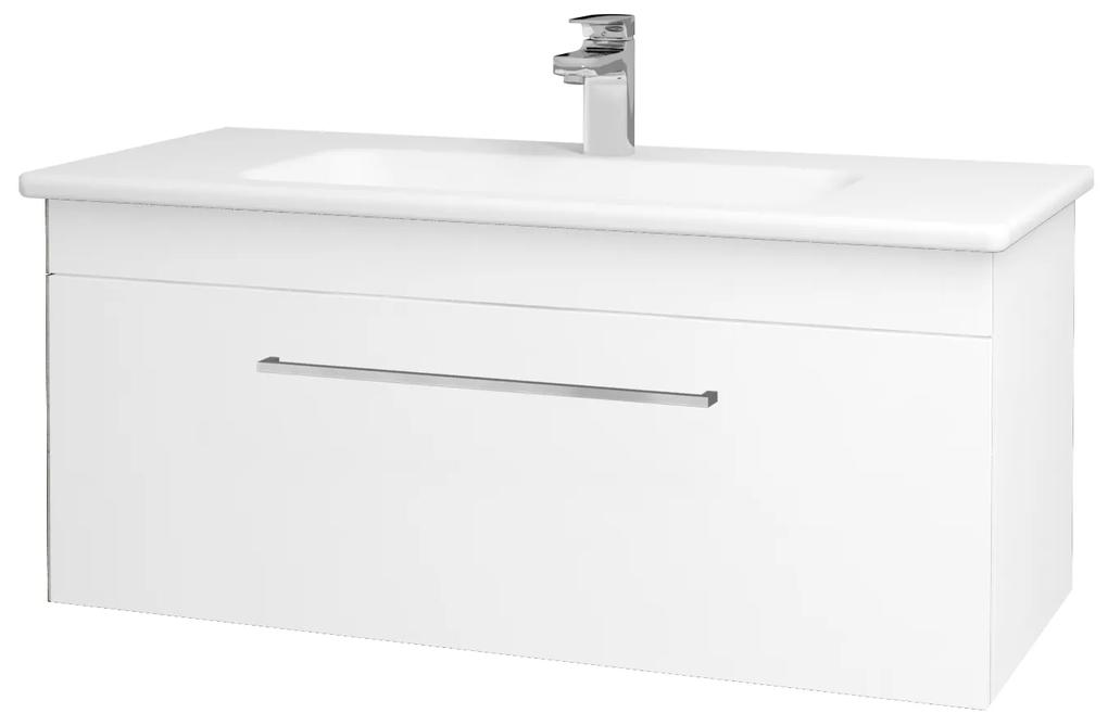 Dřevojas Koupelnová skříň ASTON SZZ 100 Varianta: N01 Bílá lesk / Úchytka T04 / D06 Ořech