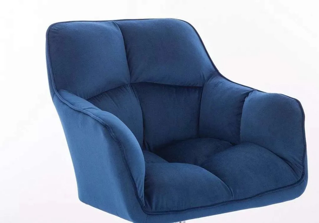 LuxuryForm DESIGN Otočné křeslo AMALFI VELUR na zlatém kříži - modré