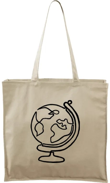 Plátěná taška Carry - Jednotahové - Globus Barva tašky: PŘÍRODNÍ, Barva motivu: ČERNÁ