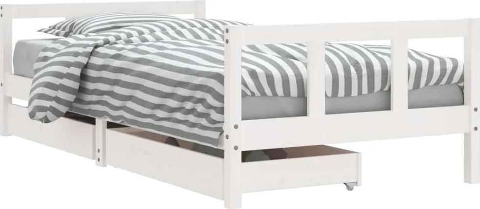 vidaXL Dětská postel se zásuvkami 90x190 cm masivní borové dřevo [834418] Barva: Bílá