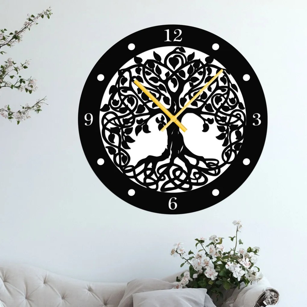 dřevo života Nástěnné hodiny STROM ŽIVOTA Zvolte rozměr (cm): 40, Zvolte barevný dekor: wenge-dub zlatý