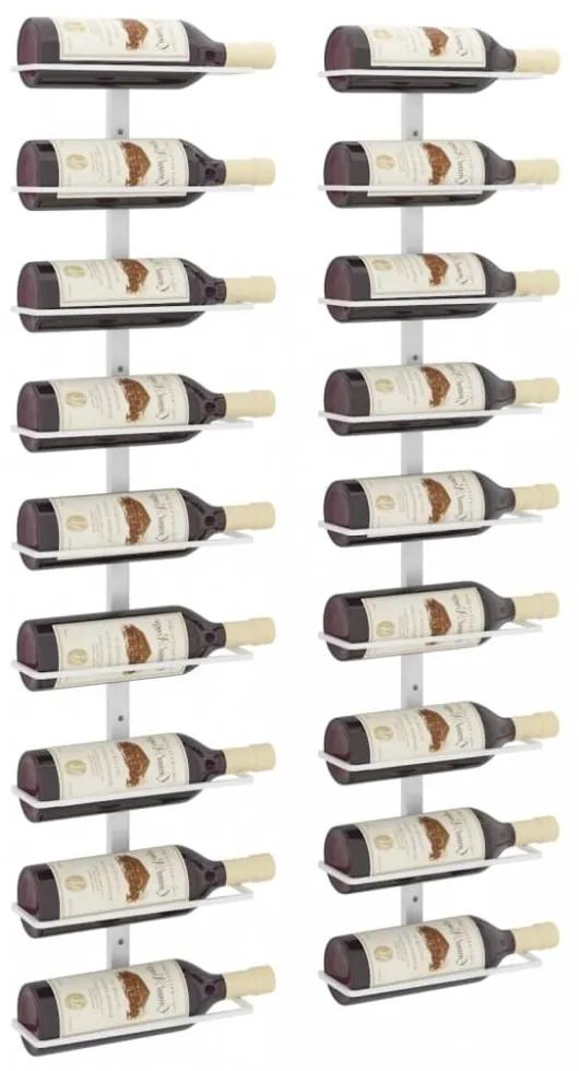 Nástěnný stojan na víno na 18 lahví 2 ks Dekorhome Bílá
