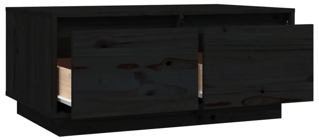 Konferenční stolek černý 80x50x35 cm masivní borové dřevo - Default Title