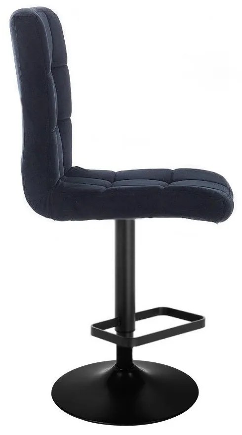 LuxuryForm DESIGN Barová židle TOLEDO VELUR na černé kulaté podstavě - černá