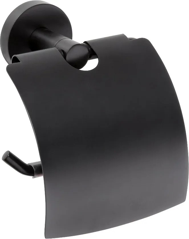 ROUND DARK držák toaletního papíru s krytem, černý (XB702)
