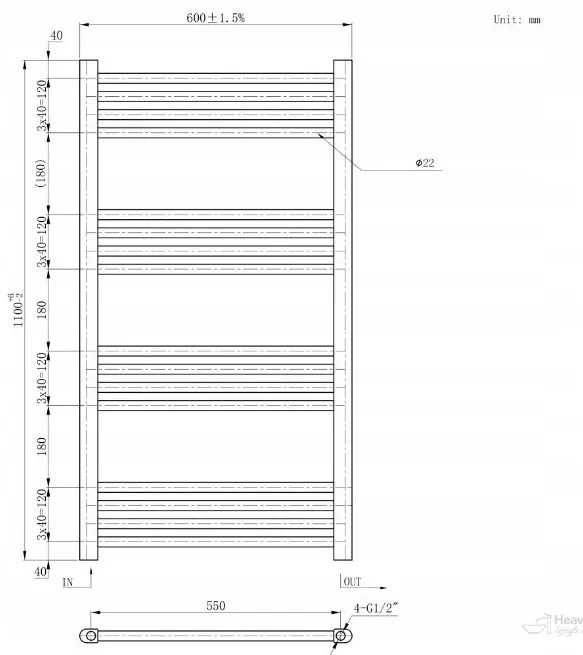 Gamma Basic, topné těleso 1100x600 mm, 494 W, bílá, GMA-BASIC-11060-WH