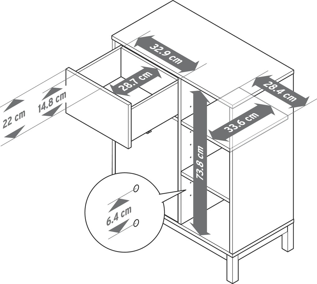 Tchibo - Odkládací koupelnová skříňka - barva: bílá