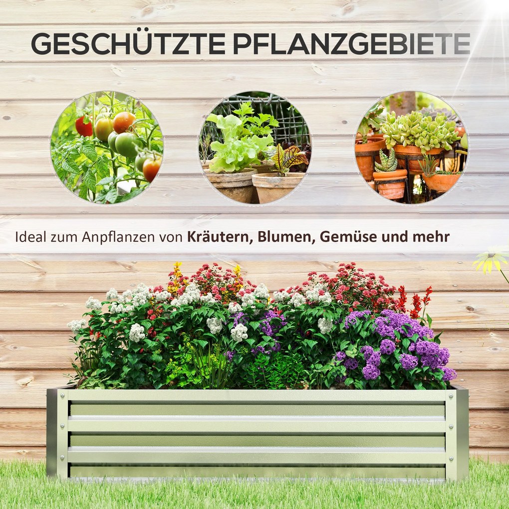 Outsunny Vyvýšený Záhon z Oceli, Studený Rám pro Růst S Otevřeným Dnem, Zahradní Box pro Rostliny 120x60x30,5 cm pro Zahradu, Balkon, Terasu, Rostlin…