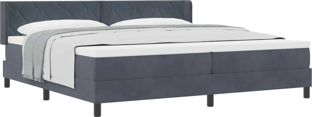 Postel s boxspringem s čelo Tmavě šedá 200 x 200 cm samet 3341541