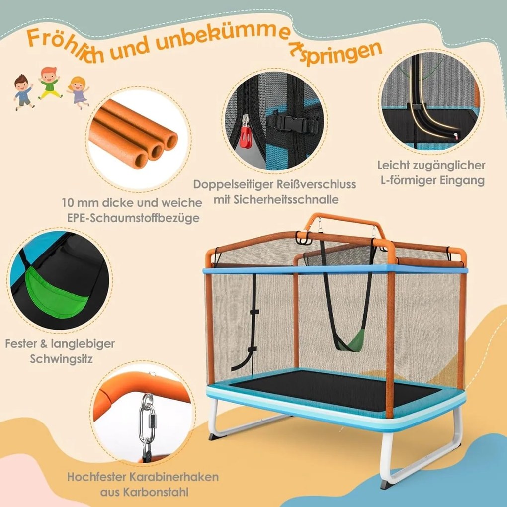 Costway 3-in-1 Dětská trampolína s houpačkou a horizontálním barem