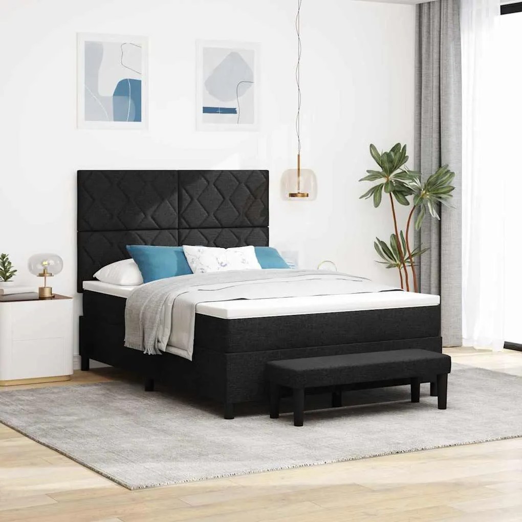 Postel s boxspringem s čelo Černá 140 x 200 cm textil 3344151