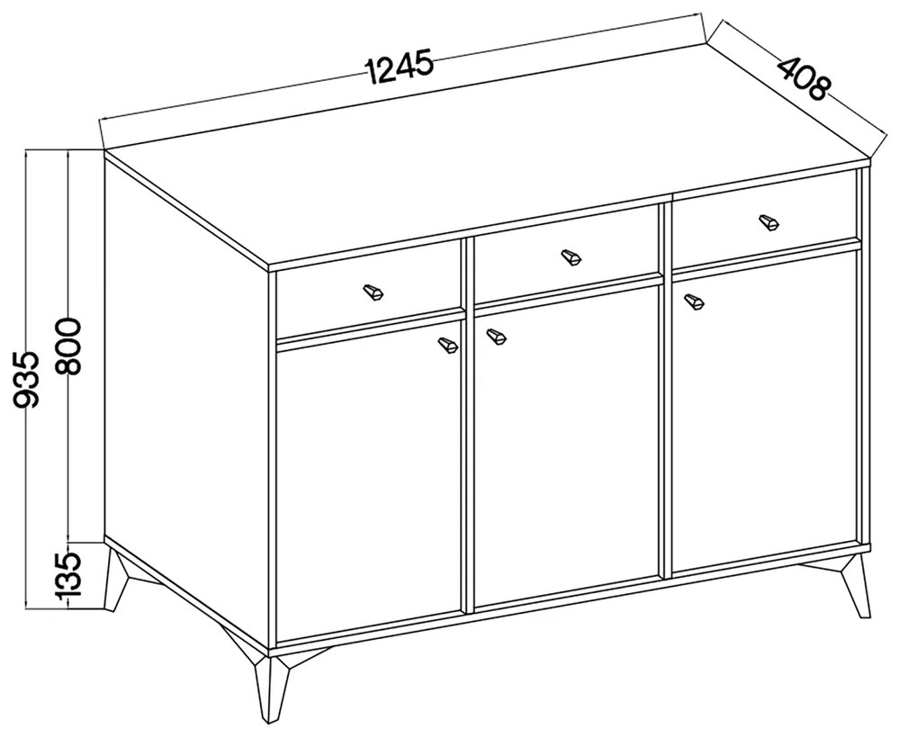 TOKYO 1 b | komoda 827 | 124,5 cm | béžová/zlatá