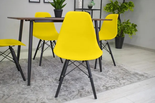 Set tří jídelních židlí OSAKA žluté (černé nohy) (3ks)