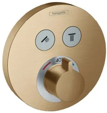 Hansgrohe Shower Select - Termostatická baterie pod omítku pro 2 spotřebiče, kartáčovaný bronz 15743140