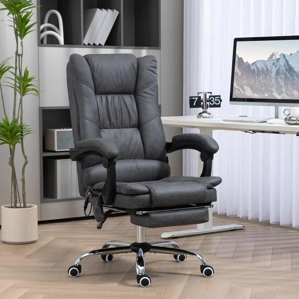 Masážní kancelářská židle Vinsetto s funkcí vyhřívání, náklon 135°, výškově nastavitelná, do 120 kg, ergonomická, černá | Aosom.de