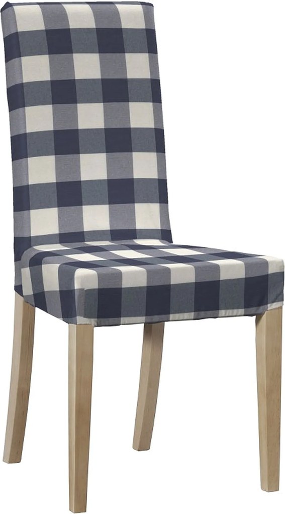 Potah na židli IKEA Harry, krátký barva tmavě modrá látka vzorované