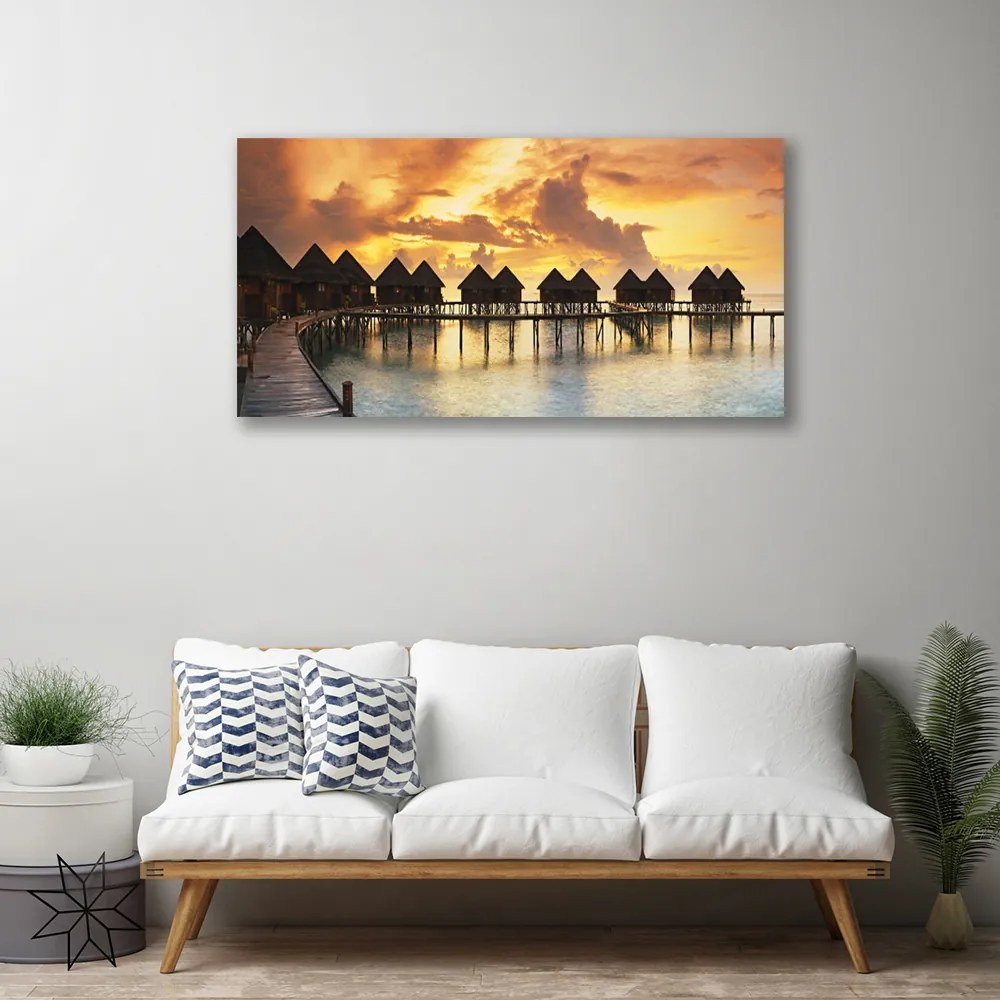 Obraz na plátně Moře Prázdniny Domky 100x50 cm