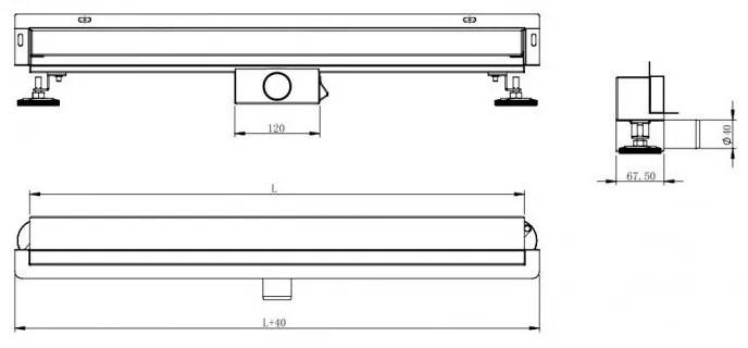 Odtokový žlab ke stěně MEXEN FLAT WALL 2v1 100 cm černý