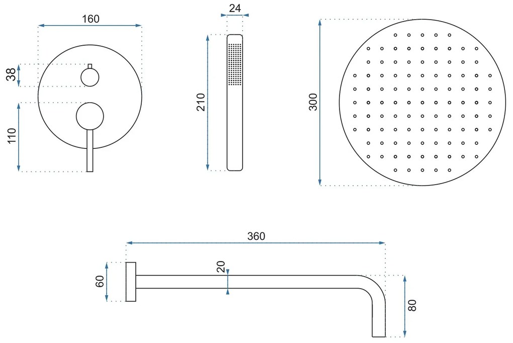 Sprchový komplet REA LUNGO + BOX s podomítkovou baterií, chrom