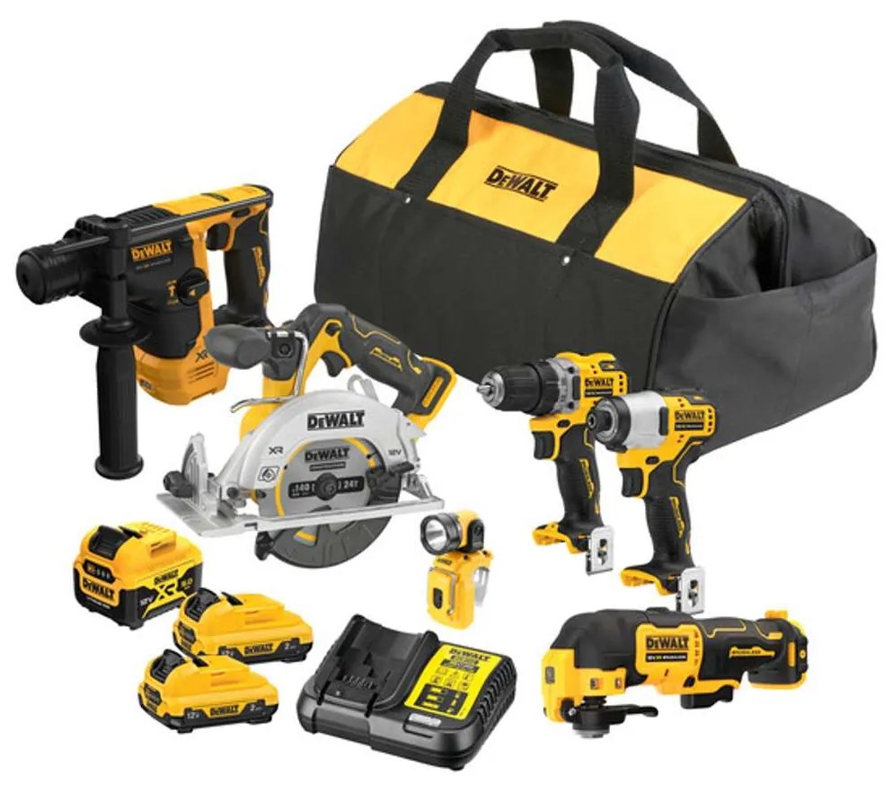 DeWALT - 11dílná sada AKU nářadí, baterií a nabíječky DCK611P1D2