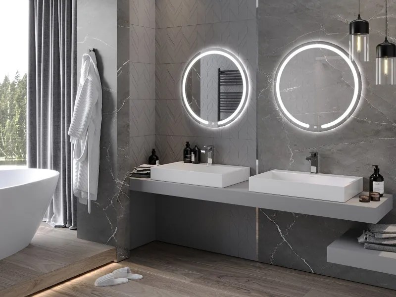 Mexen Rose, LED koupelnové zrcadlo s podsvícením 70x70 cm, 6000K, ochrana proti zamlžování, 9810-070-070-611-00