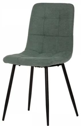 Jídelní židle zelená látka kovová čtyřnohá podnož černý mat CT-281 GRN2