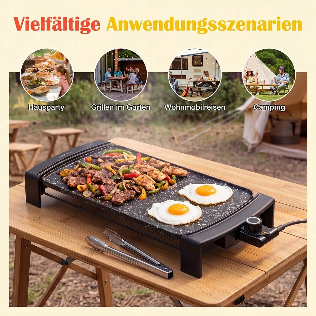 Costway Elektrický gril 2150 W stolní gril elektrický s dvojitou zónou