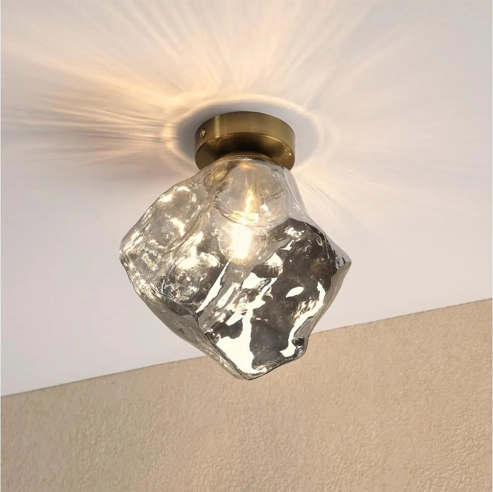 Stropní svítidlo CRISTAL 1xE14/15W/230V mosaz/kouřová černá