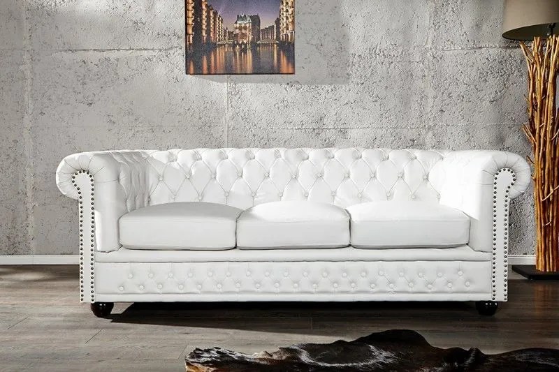 Deflee pohovka CHESTERFIELD 3M WHITE PH11222povrch 100% polyuretan, základní tkanina 100% bavlna  205 cm x 75 cm x 85 cm